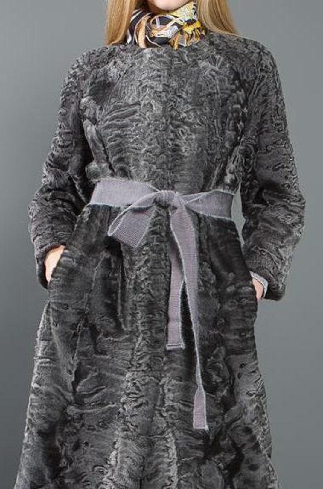 Grey Women's Astrakhan Long Persian Fur Coat All Sizes - Etsy