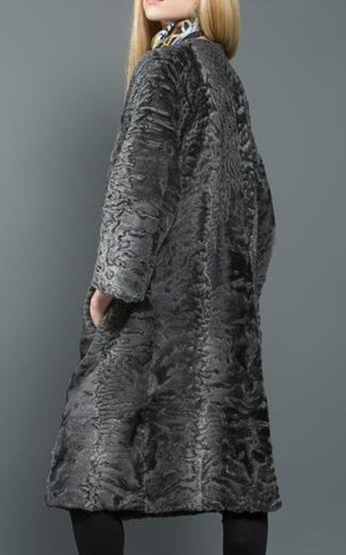 Grey Women's Astrakhan Long Persian Fur Coat All Sizes - Etsy