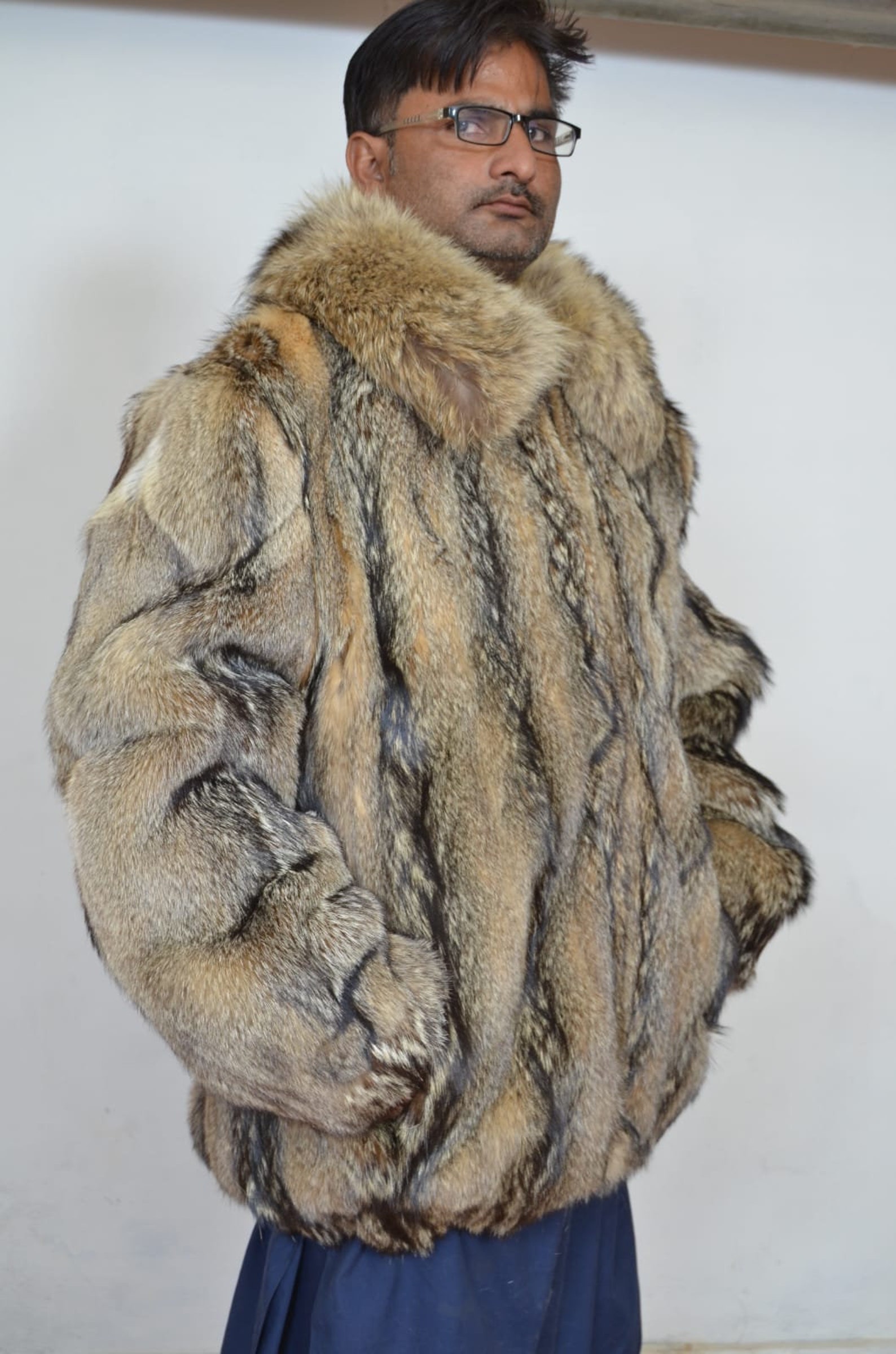 Real Coyote Fur Coat/bomber Jacket for Men All Sizes - Etsy