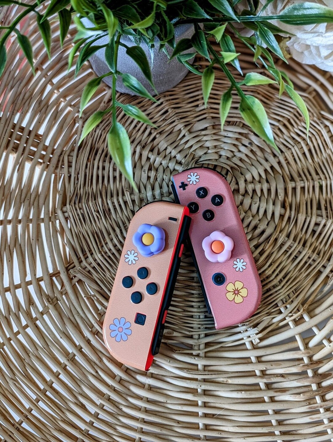 Flowers 2pc Switch Thumb Grips Cap Joy Con Grip for Nintendo Switch ...