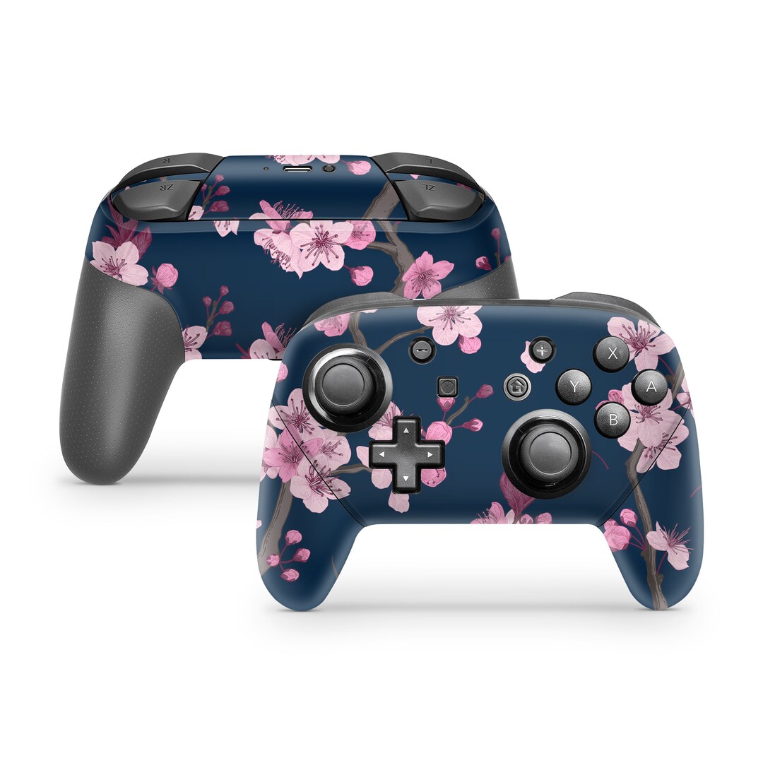 Nintendo Switch Pro Controller Skin Decal Sticker Blue Navy Floral Pink ...