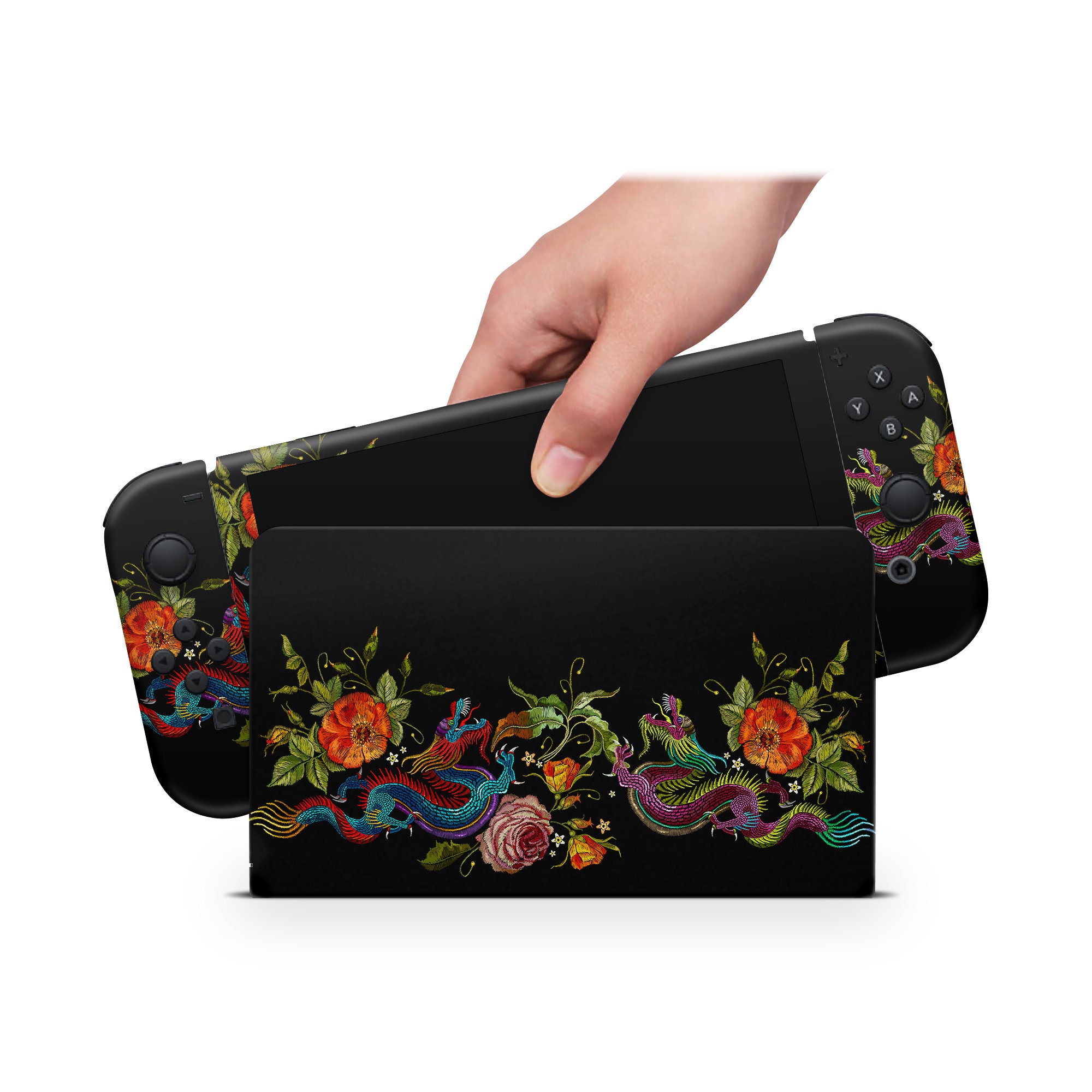 Oled Switch Skin Decals Embroidery Dragon Wrap Vinyl - Etsy