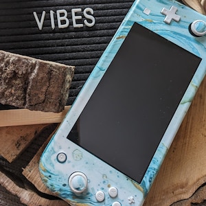 Nintendo Switch Lite Skin Decal for Game Console Aqua Marbling - Etsy