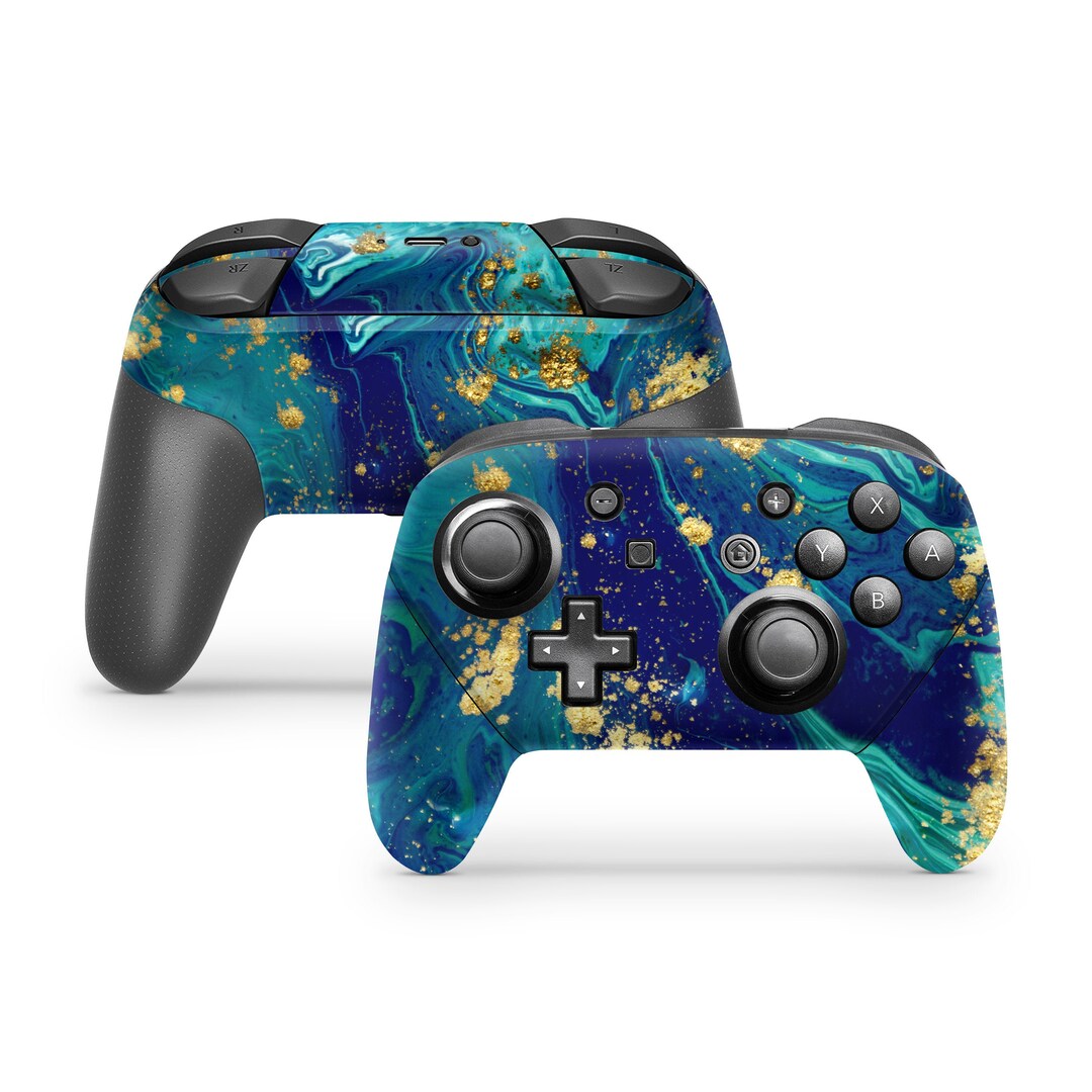 Nintendo Switch Pro Controller Skin Decal Sticker Gold Golden Dore Aqua ...