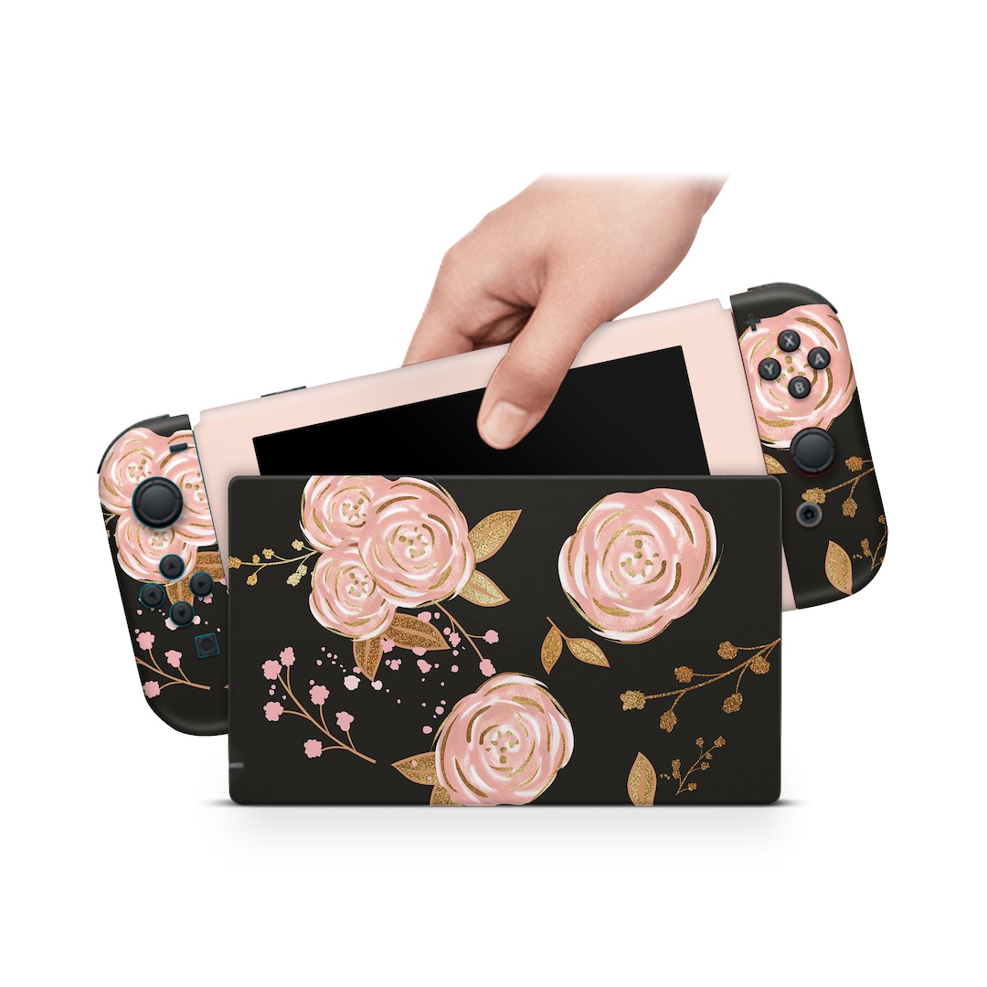 Golden Flowers Nintendo Switch Skin Decal for Console Joy-con and Dock ...
