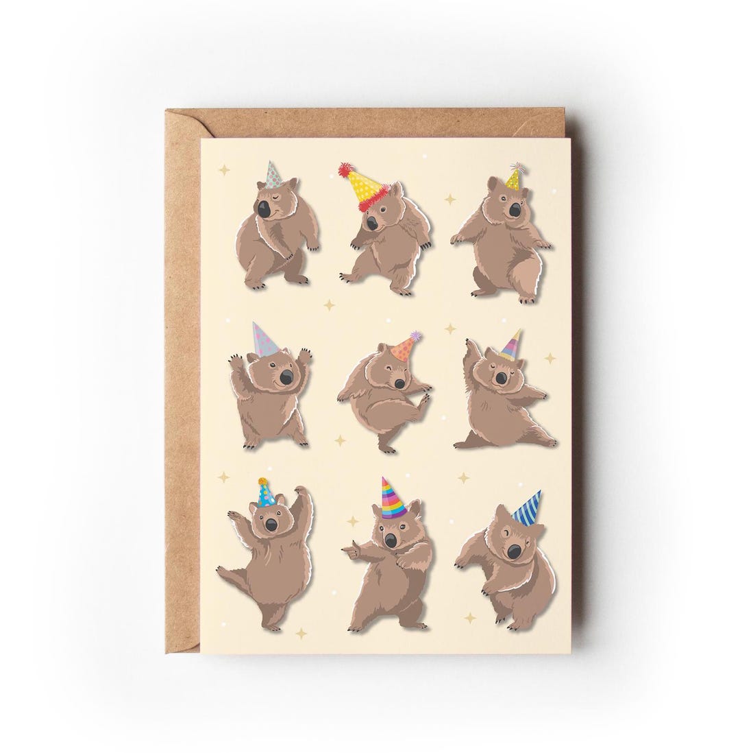 Dancing Wombats | Birthday Card | Australian Greeting Card | Recycled ...