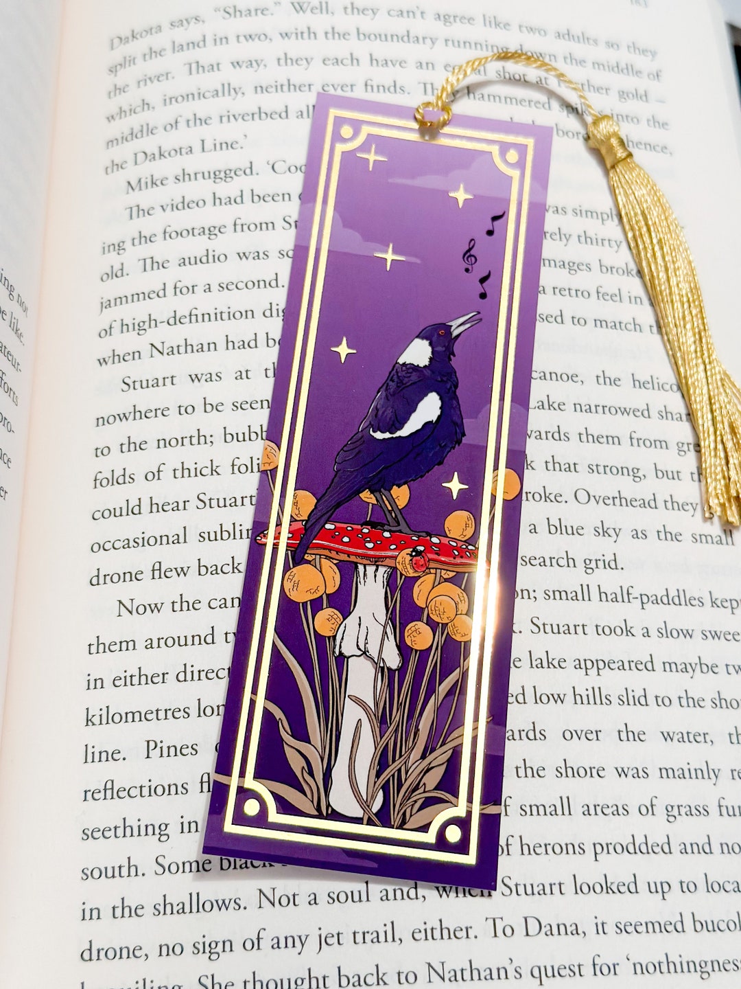 Singing Magpie Bookmark Australian Bookmark Gold Foil - Etsy
