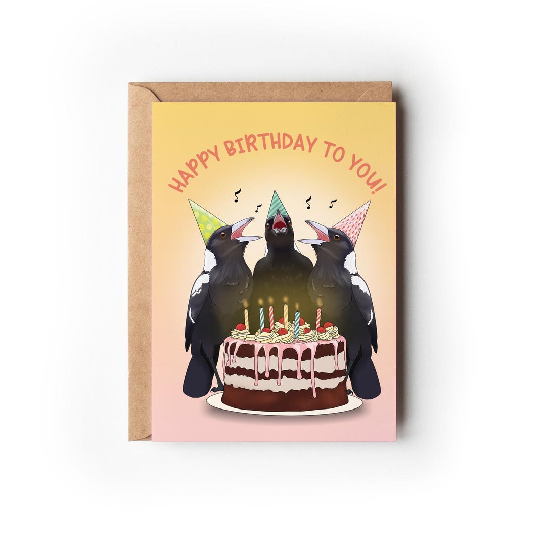 Australian Magpies Birthday Card | Recycled Card | Sustainable - Etsy ...