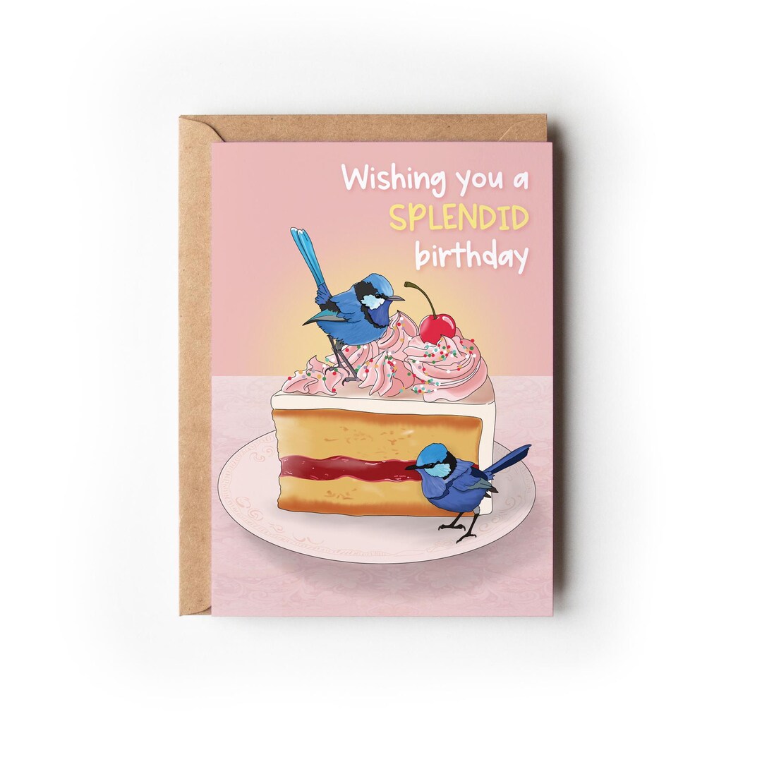 Splendid Birthday Card Blue Wren Birthday Card | Recycled Card ...