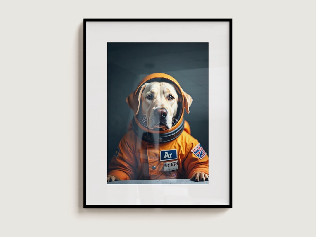 Quirky Labrador Space Helmet Poster, Wall Art Design, Space Poster ...