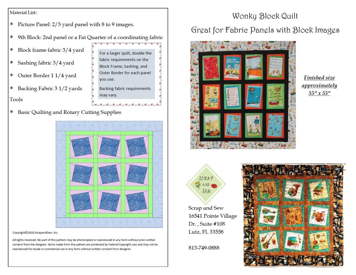 Wonky Block Quilt PATTERN Instructions, Great for Fabric Panels With ...