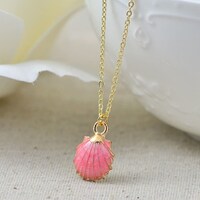 Pink Scallop Shell Necklace - Etsy