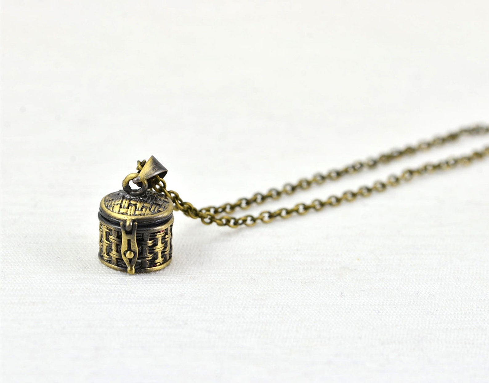 Bronze Locket Box Necklace, Special Keepsake Locket Necklace ...