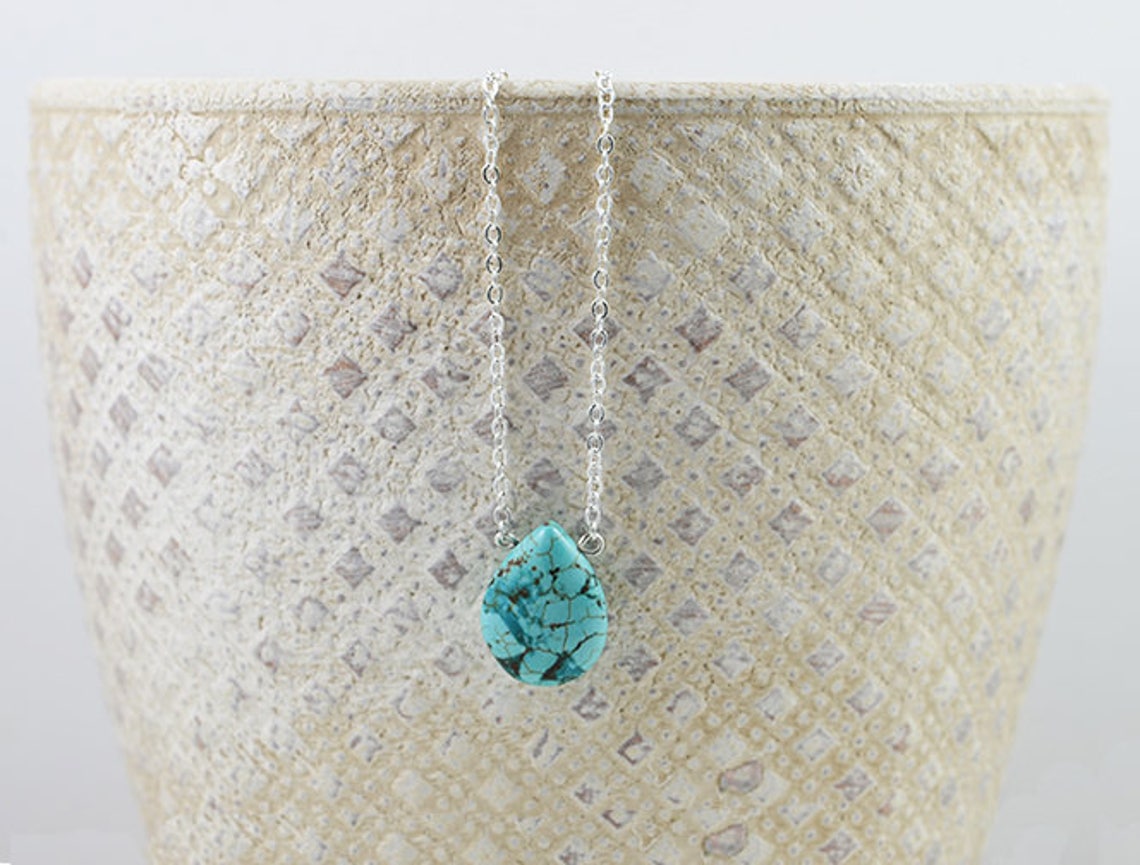 Turquoise Drop Necklace, Turquoise Jewellery, Gemstone Necklace ...