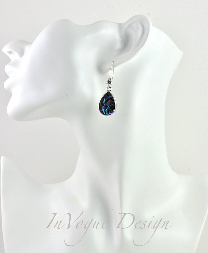 Newzealand Style Abalone Paua Shell Earrings, Sterling Silver Earrings ...