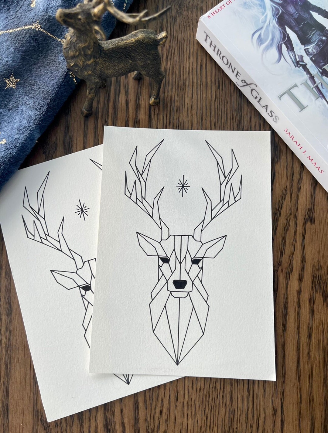 Lord of the North Geometric Stag Print - TOG, Aelin, Pen and Paper, A5 ...