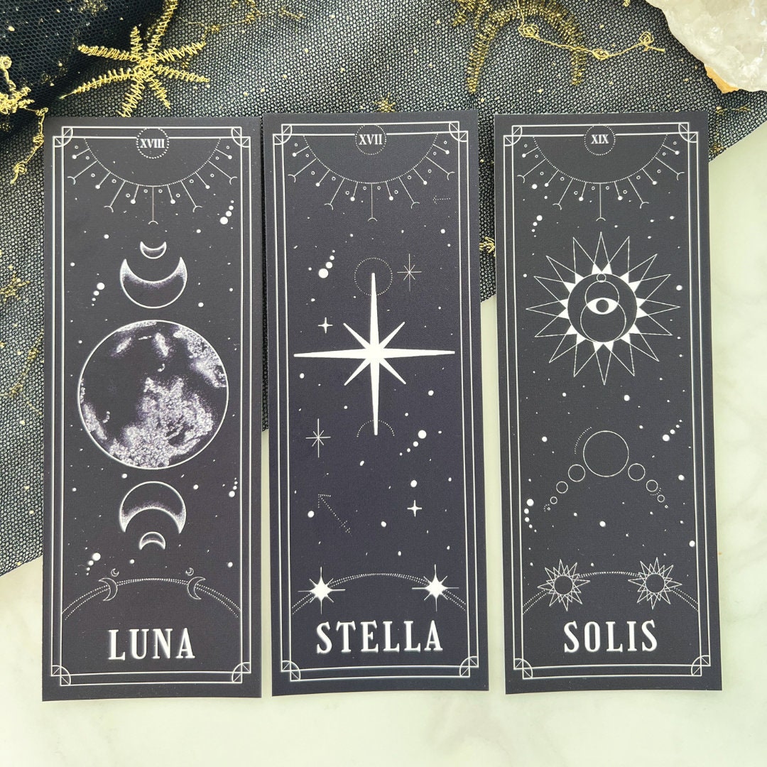 Celestial Tarot Card Bookmark Set - Sun, Moon, Stars | Single Sided ...