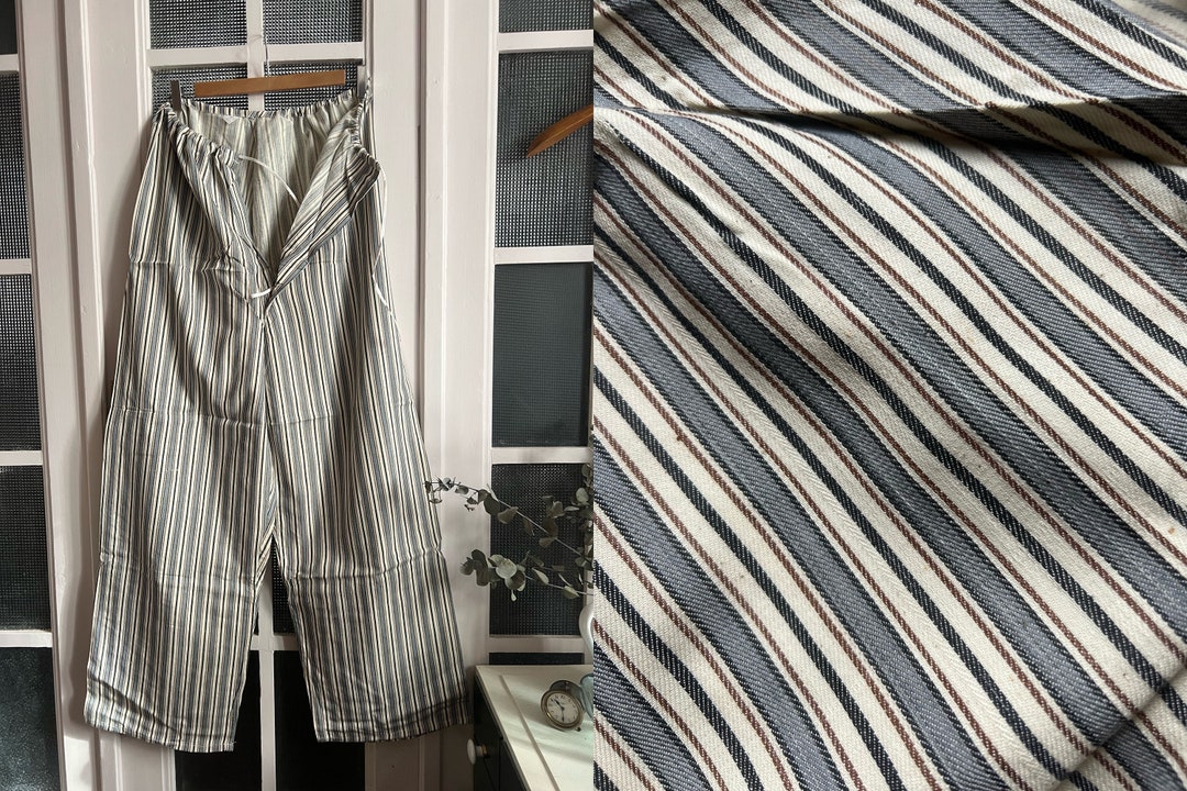 Vintage 60s French Brushed Flannel Cotton Stripe Pyjamas Pajamas ...