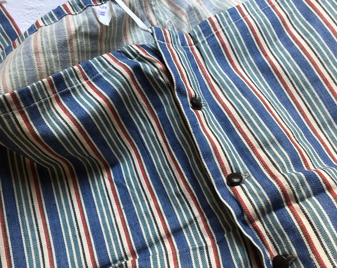 Vintage 60s French Brushed Flannel Cotton Stripe Pyjamas Pajamas ...