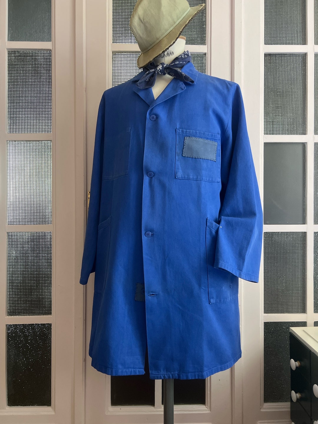 Vintage Artist Smock Chore Coat Faded Duster Shop Coat Long Jacket ...