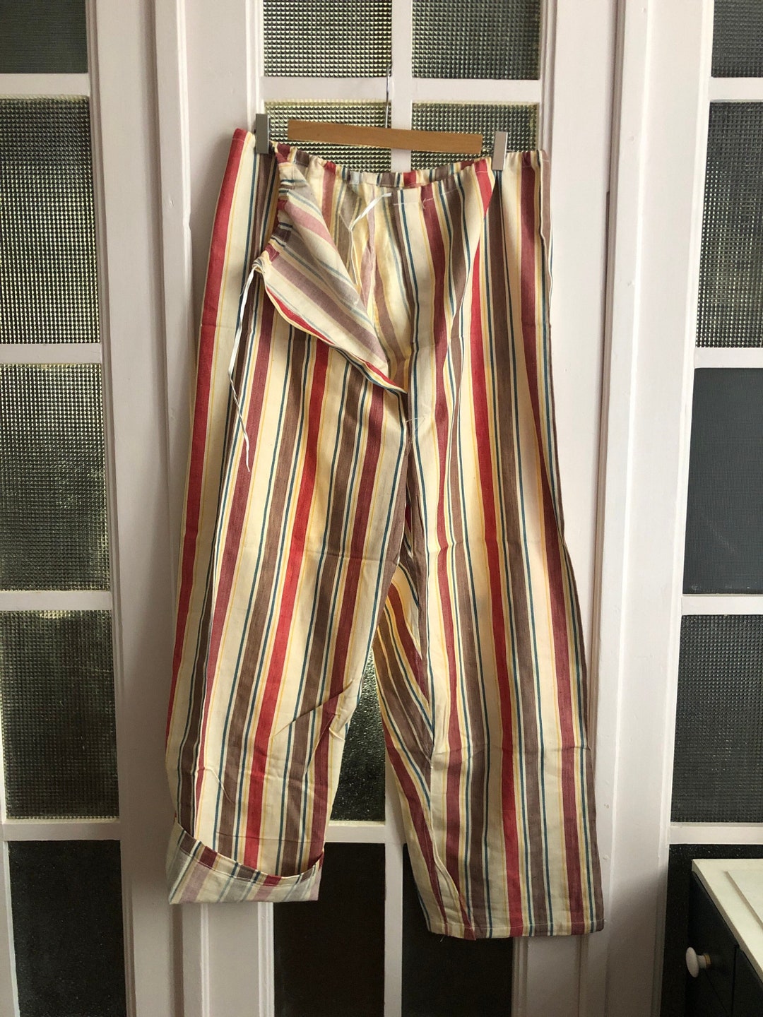 Vintage 60s French Brushed Flannel Cotton Stripe Pyjamas Pajamas ...