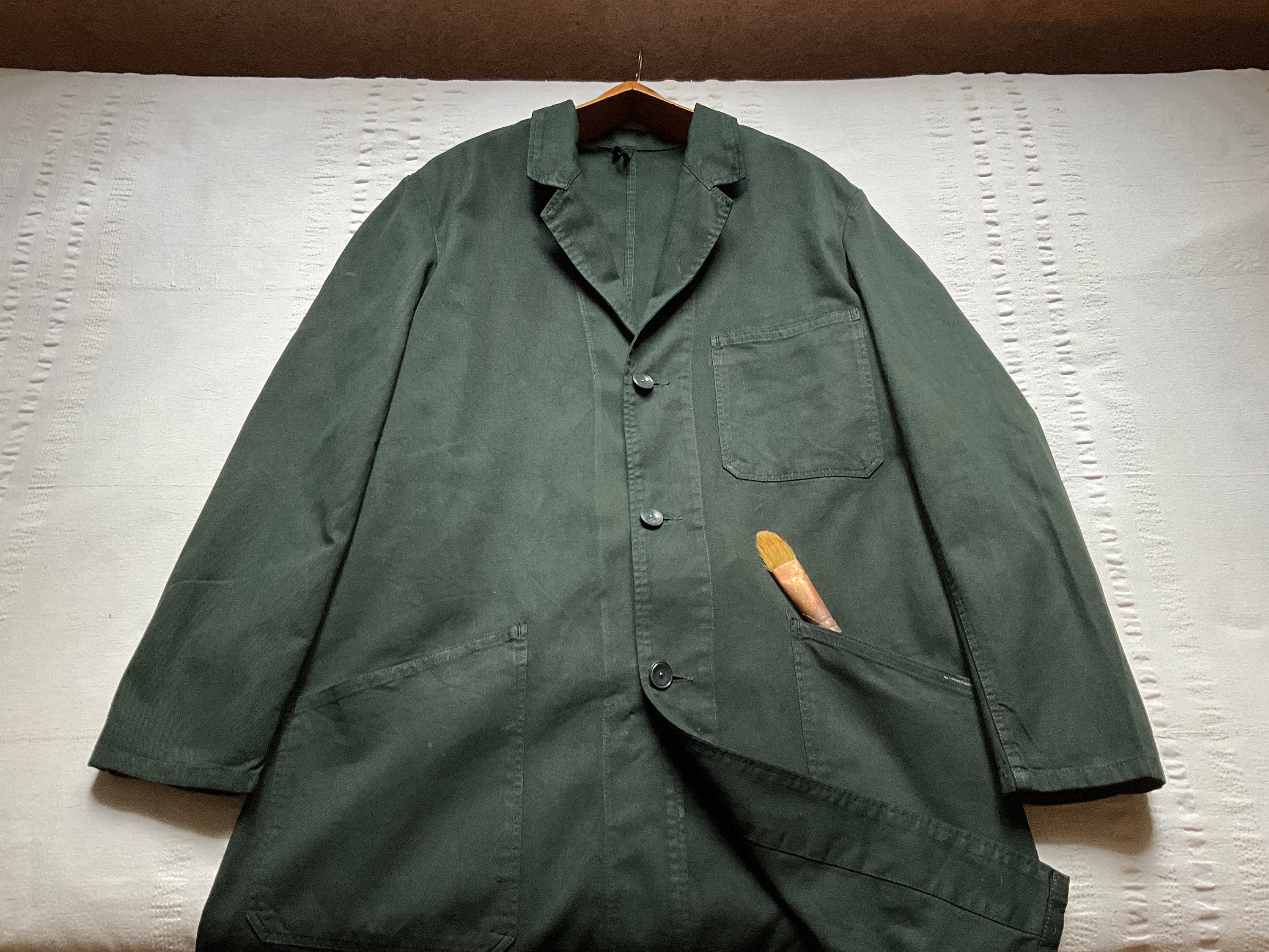 Vintage Long Artist Smock Coat Duster Shop Coat Long Work Apron Work ...