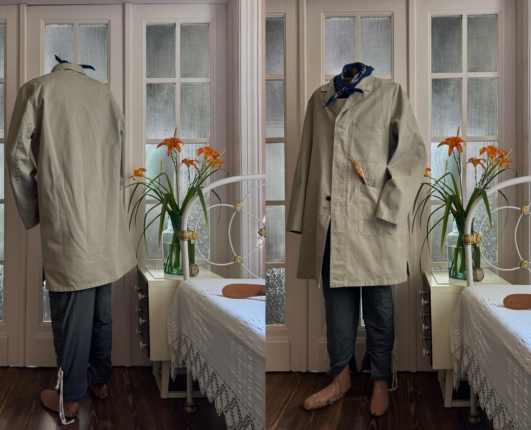 Vintage German Artist Smock Chore Coat Pit 25 Duster Shop Coat Long ...