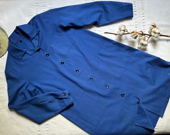 Vintage Long Artist Smock Chore Coat Duster Shop Coat Long Work Jacket ...