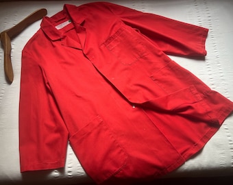 Vintage Long Artist Smock Chore Coat Duster Shop Coat Long Work Jacket ...