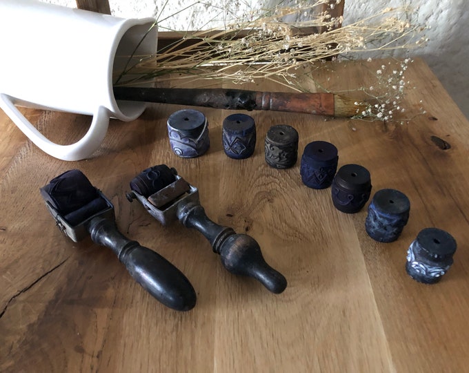 Antique 20s French Embroidery Roller Stamps Set of 9 Textile Printing ...