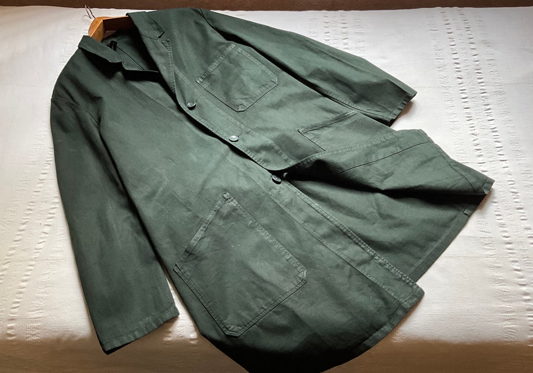 Vintage Long Artist Smock Coat Duster Shop Coat Long Work Apron Work ...