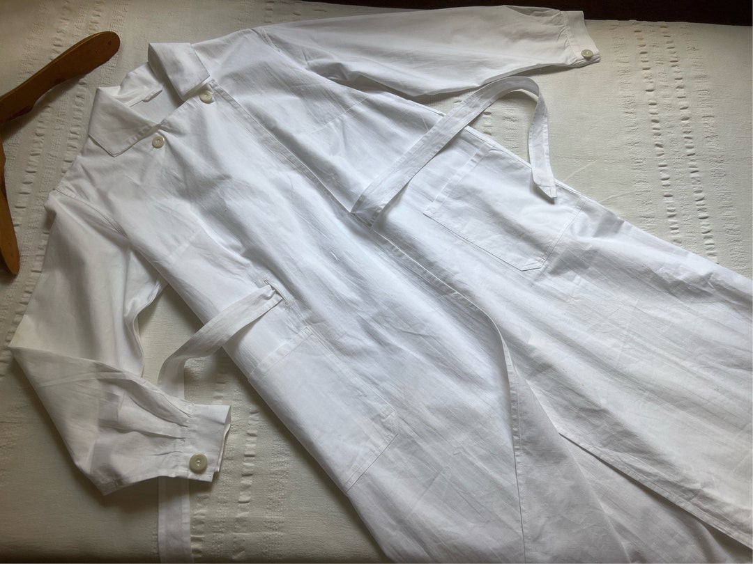 Vintage Wrap Around Dress Medium Medical Hospital Gown Apron Cotton ...