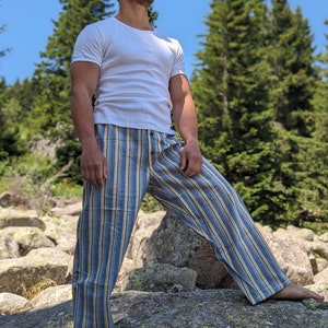 Vintage 60s French Brushed Flannel Cotton Stripe Pyjamas Pajamas ...