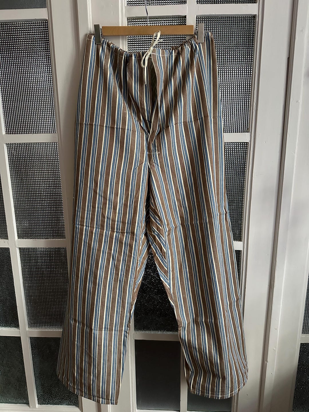 Vintage 60s Brushed Flannel Cotton Stripe Pyjamas Pajamas Underclothes ...