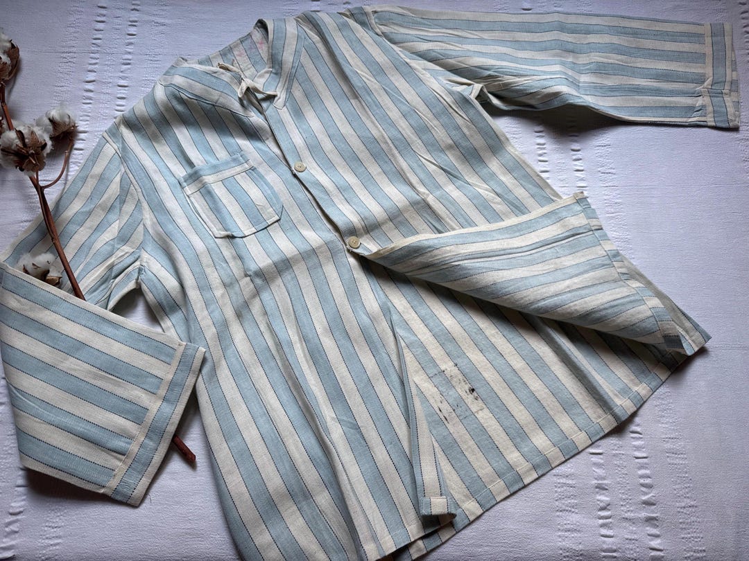 Rare Vintage 50s Brushed Flannel Uniform Stamped Cotton Striped Jacket ...