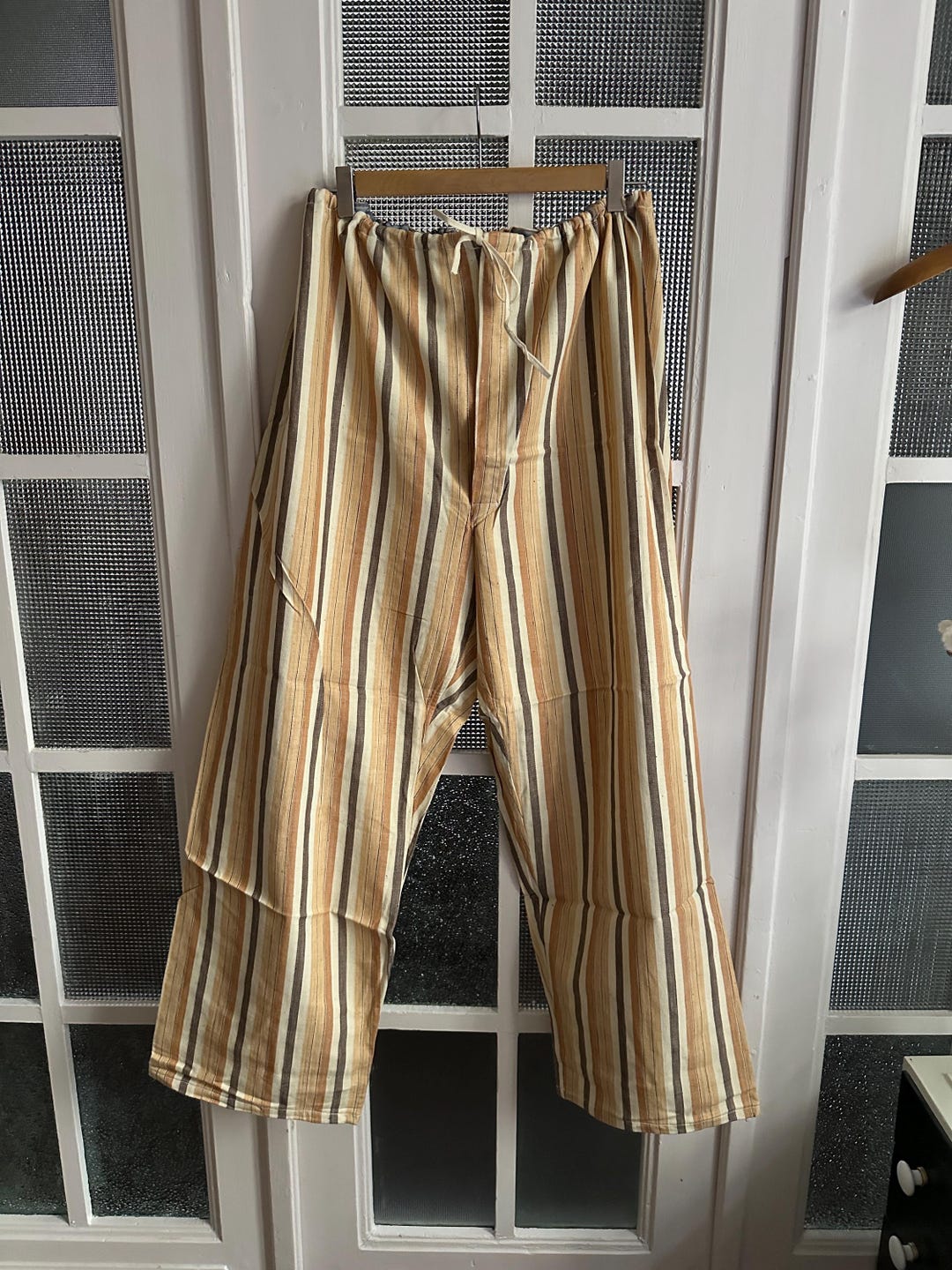 Vintage 60s Brushed Flannel Cotton Stripe Pyjamas Pajamas Underclothes ...