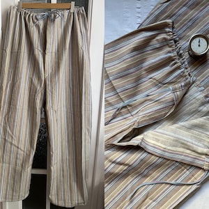Vintage 60s French Brushed Flannel Cotton Stripe Pyjamas Pajamas ...