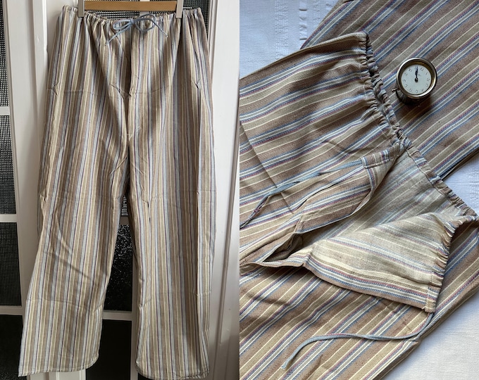 Vintage 60s French Brushed Flannel Cotton Stripe Pyjamas Pajamas ...
