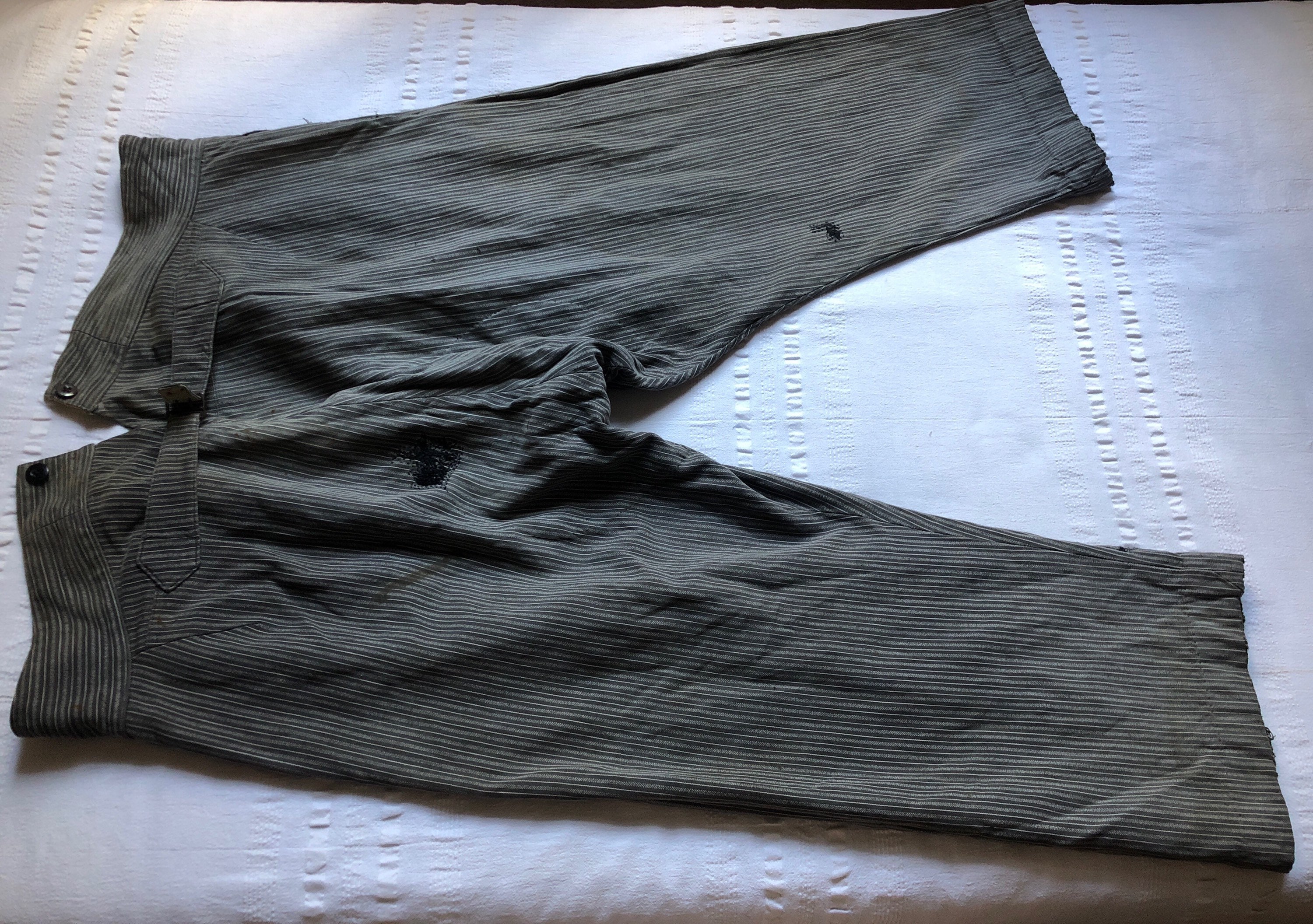 Vintage 1930s French Work Pants 2XL Salt&pepper Suspender Vintage 1930s French Work Pants 2XL Salt&pepper Suspender