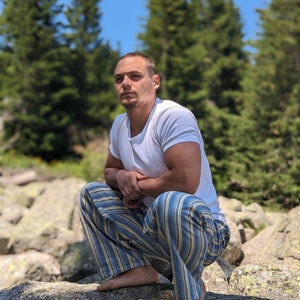 Vintage 60s French Brushed Flannel Cotton Stripe Pyjamas Pajamas ...