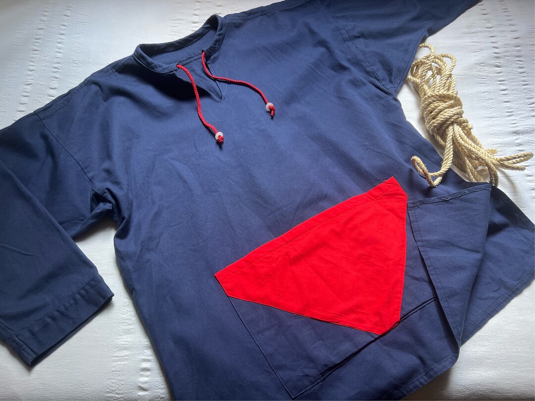 Vintage Fisherman Smock Marine Shirt Sailor Work Jacket Top Pullover ...