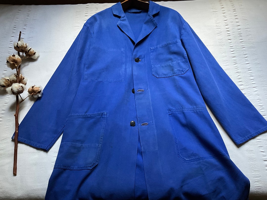 Vintage Artist Smock Chore Coat Faded Duster Shop Coat Long Jacket ...