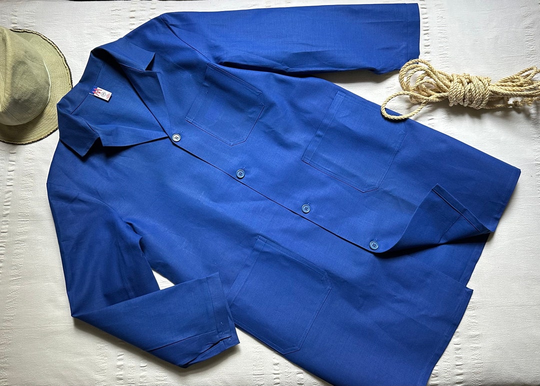 Vintage 80s German NOS Artist Smock Chore Coat Duster Shop Coat Long ...