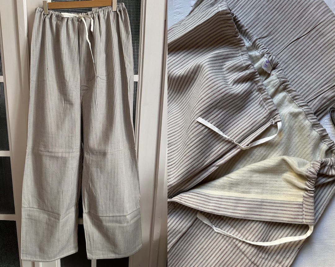 Vintage 60s French Brushed Flannel Cotton Stripe Pyjamas Pajamas ...