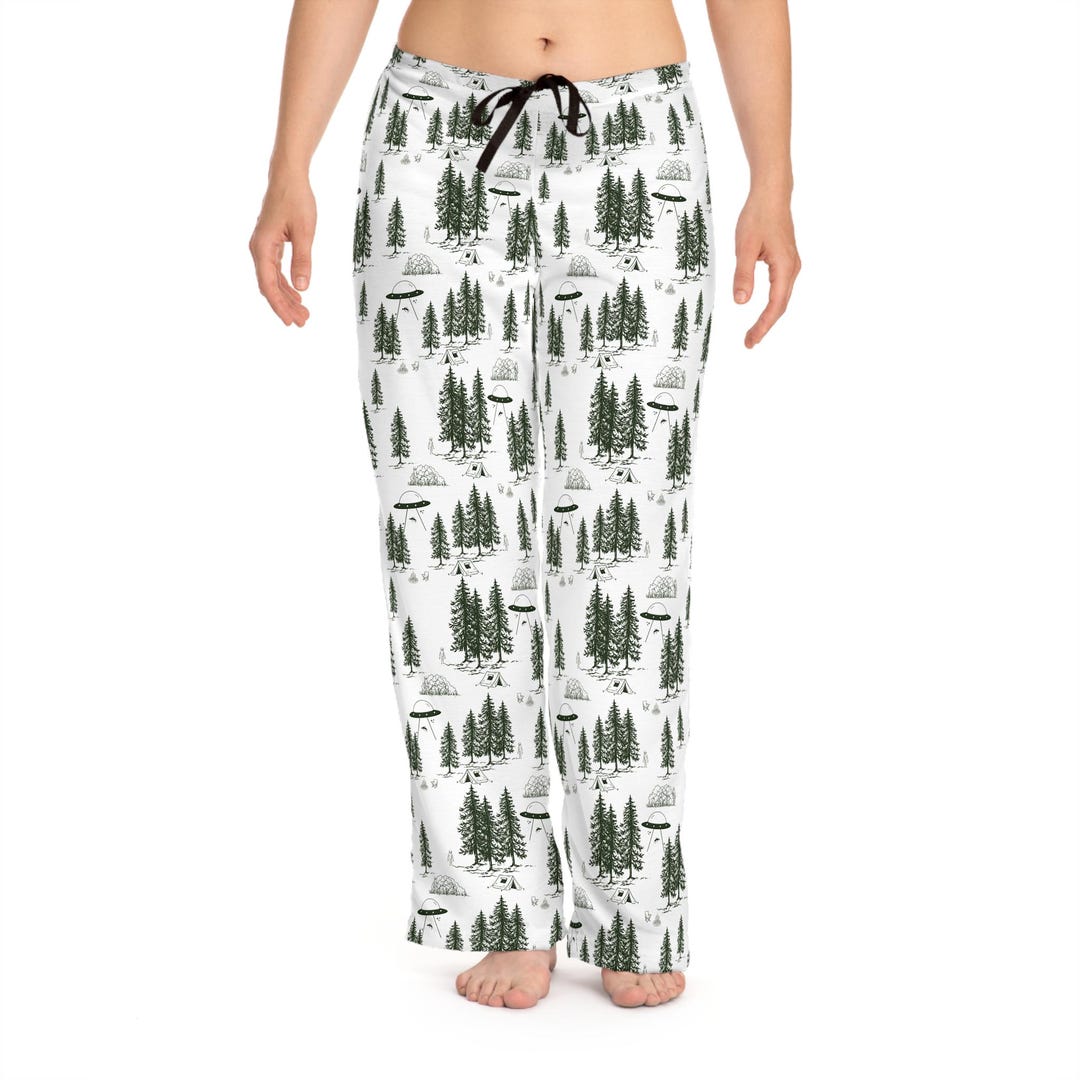 Women's Alien Abductee UFO Camp Scene Toile Print Pajama Pants ...