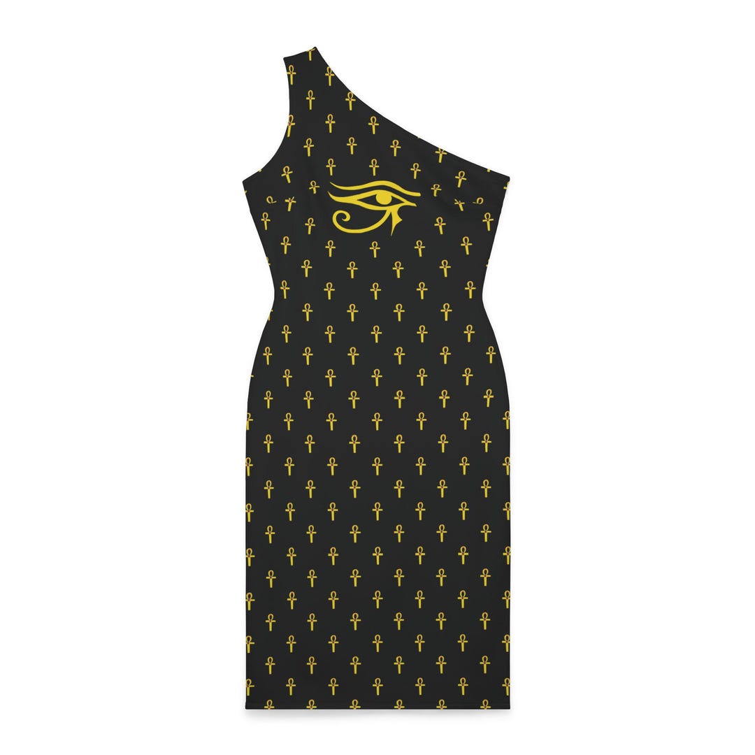 Ankh and Eye of RA Gold & Black One Shoulder Dress - Etsy