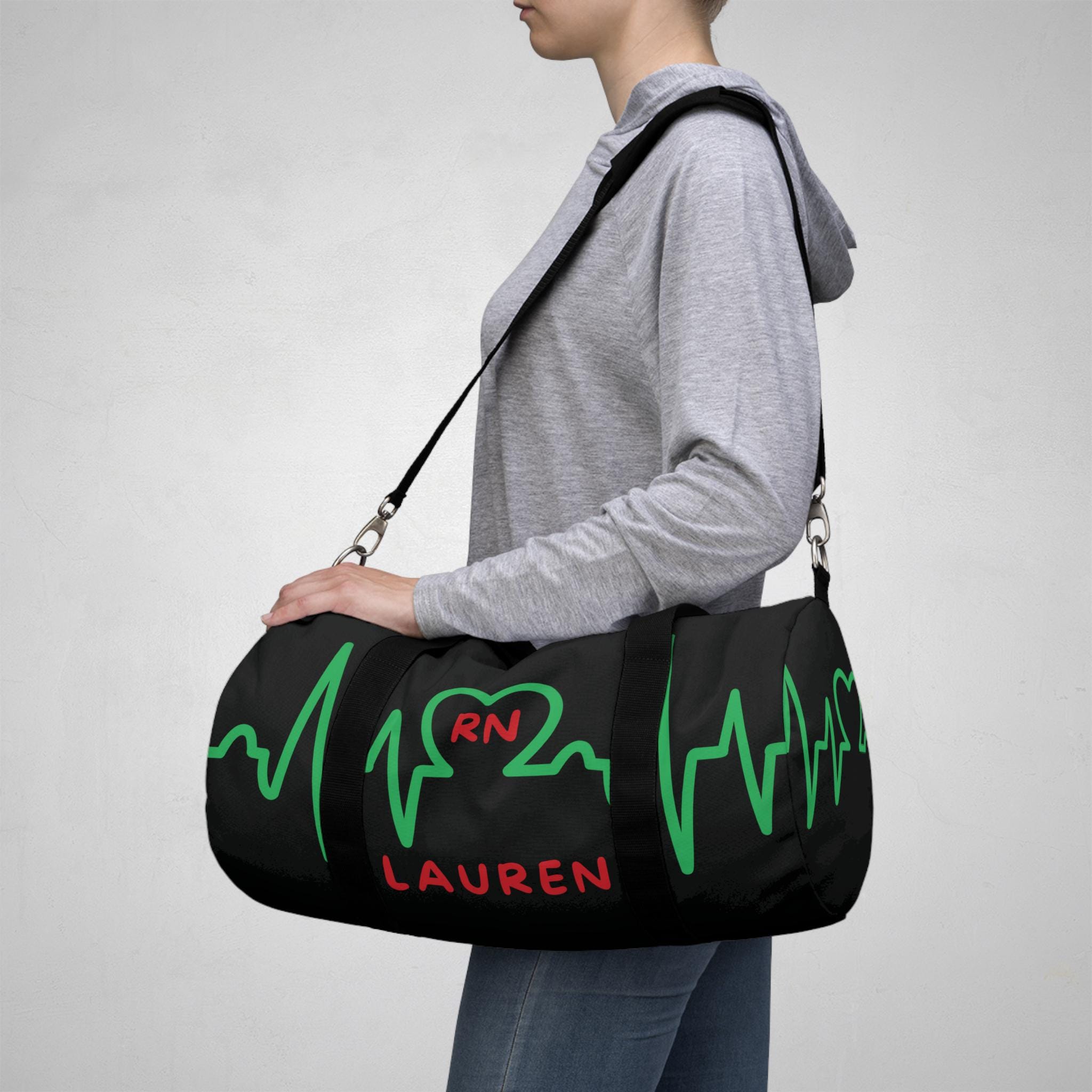 Heartbeat Nurse Duffel Bag, Custom Medical Doctor Gym Bag, Personalized ...