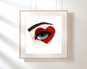 Heart Shaped Pupil Eye Print - Etsy