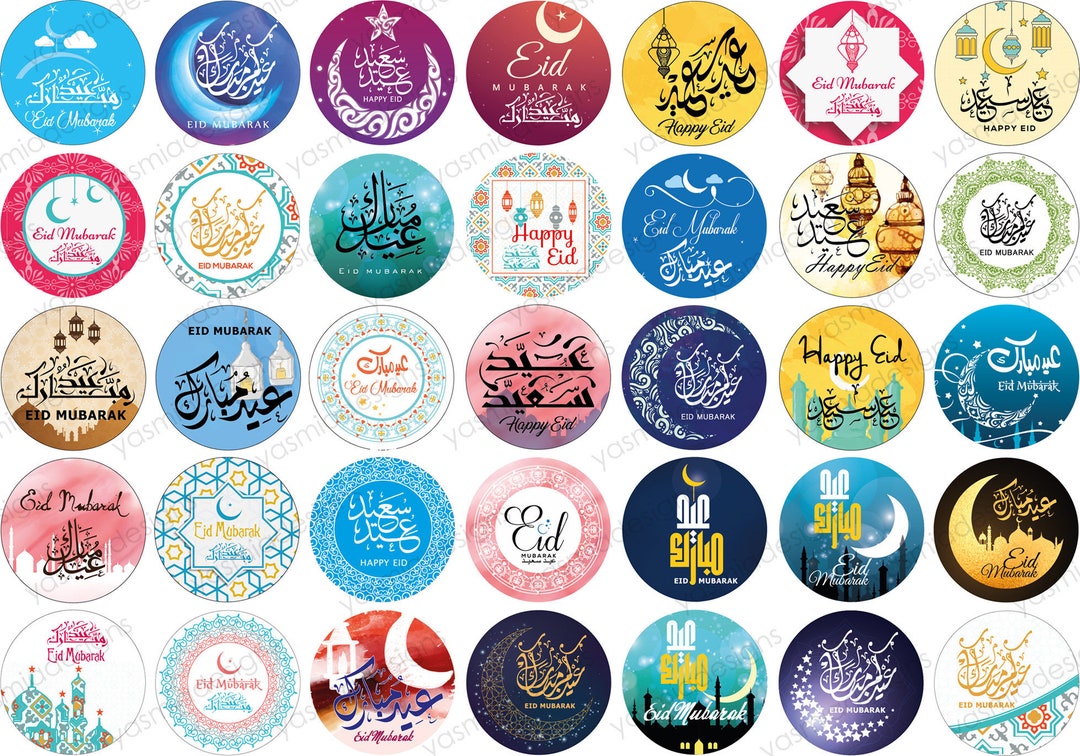 35 Eid Mubarak Stickers Decorations Colourfull Fantastic Designs 35 ...
