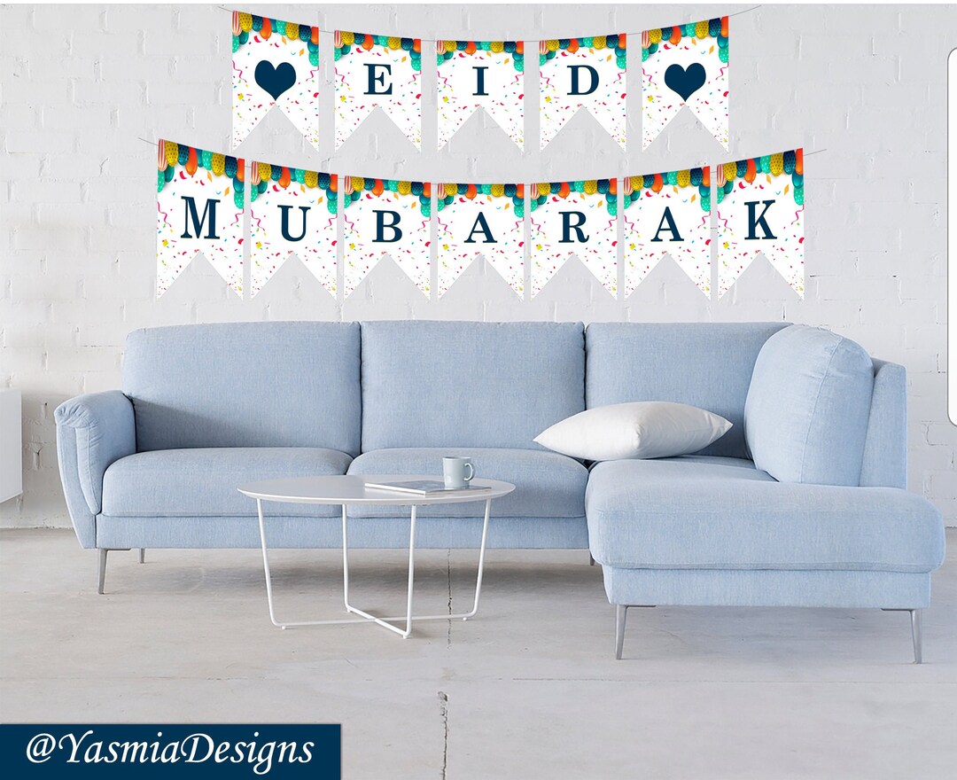 Printable Eid Mubarak Banner Flags Bunting Balloons Design 2 X ...
